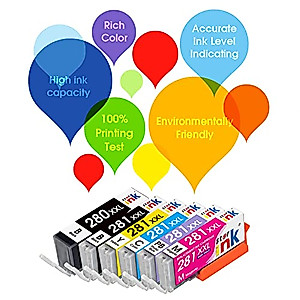 starink Compatible Ink Cartridge Replacement for Canon 280 281 XXL PGI-280XXL CLI-281XXL for Pixma TS8320 TS9120 TS8220 TS8120 TS9100 TS8300 TS8200 TS8222 TS8322 Printer(PGBK/PB/BK/C/M/Y) 6-Pack