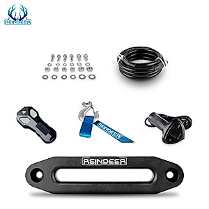 REINDEER 12V Winch New 9500 lb Load Capacity Electric Winch Synthetic Rope with Hawse Fairlead Waterproof IP67 with Wireless Remotes