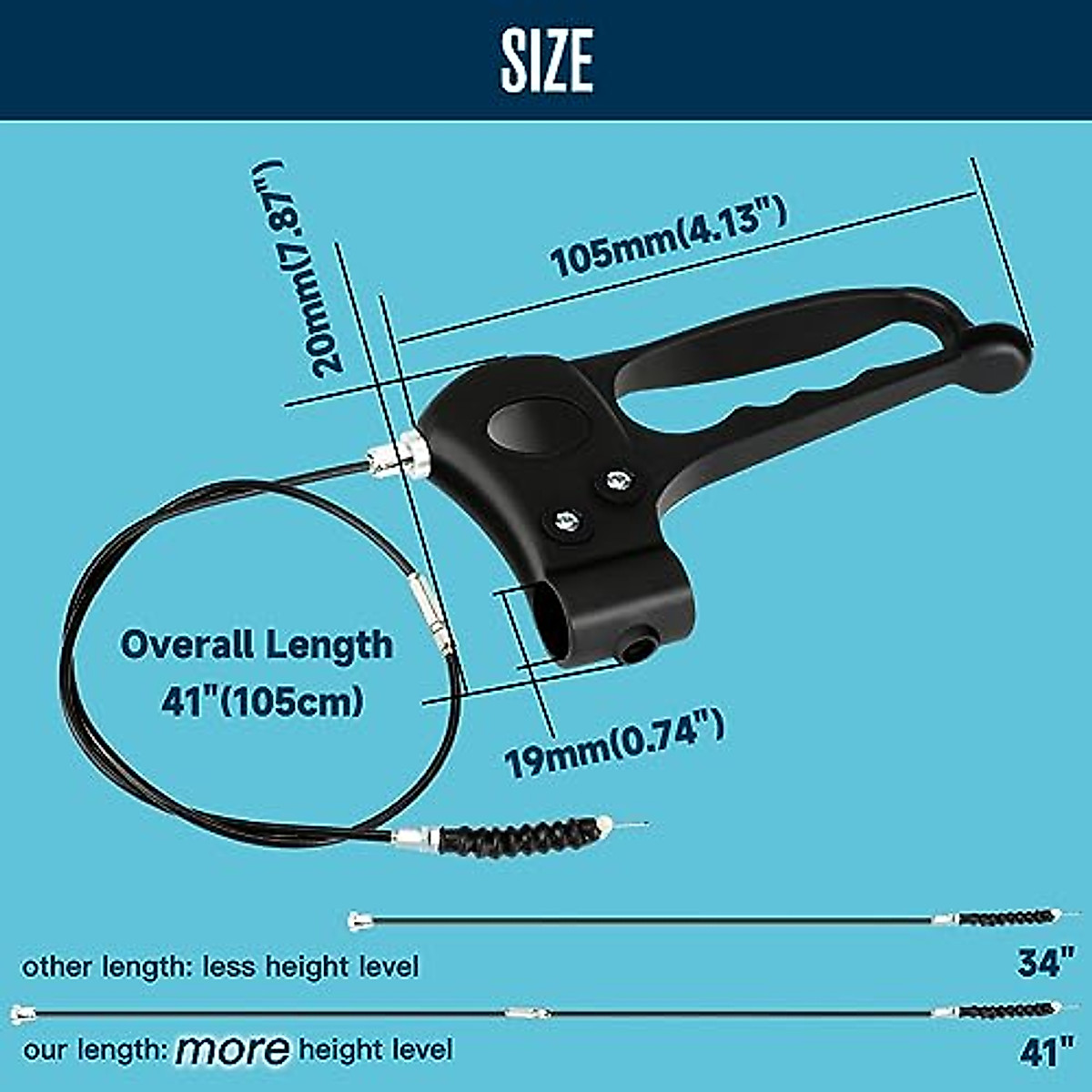 FVRITO Brake Handle with 41'' Cable Assembly Replacement for Medline Lumex 4-Wheel Folding Drive Rollator Rolling Walker Transport Wheelchair Mobility Knee Walkers Senior Medical Accessories