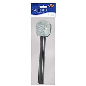 Glittered Microphone (silver & black) Party Accessory (1 count) (1/Pkg)