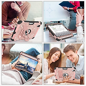 BENTOBEN iPad Mini 6 Case, iPad Mini 6th Generation Case, Glitter Sparkly 3 Layers Shockproof Kickstand with Pencil Holder Protective Kids Girls Women Tablet Cover for iPad Mini 6 2021 8.3", Rose Gold