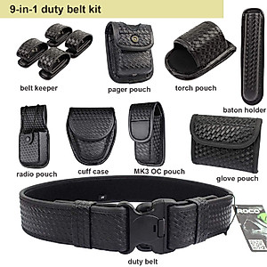 LytHarvest 9-in-1 Police Duty Belt Kit with Pouches, Law Enforcement Utility Belt Rig, Modular Security Guard Equipement Utility Belt,Basketweave (Medium)