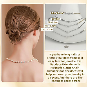 MKCYD Necklace Extender with Magnetic Clasps Chain Extenders for Necklaces,Gold and Silver Magnetic Necklace Clasps and Closures with Necklace Extenders Bracelet Extender Necklace Extension