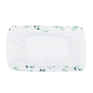 Changing Table, Easycare Soft Cotton, Beautifully Printed Changing Table Cover (Green Leaves, White Plush)