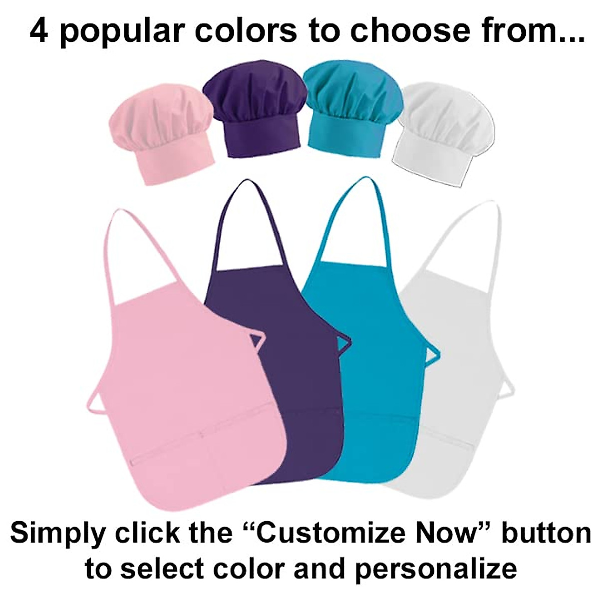 THE APRONPLACE Personalized Apron and Hat Set Girls Sweet Little Baker Child Apron with Cupcake Add a Name Embroidered