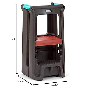 Simplay3 Toddler Tower Childrens Step Stool with Three Adjustable Heights, Kids Kitchen Helper, Made in USA, Espresso Brown