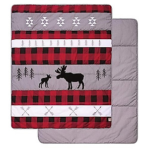 Trend Lab Lumberjack Moose 3 Piece Crib Bedding Set, Gender-Neutral Color Palette, Includes Quilt, Fitted Crib Sheet and Skirt