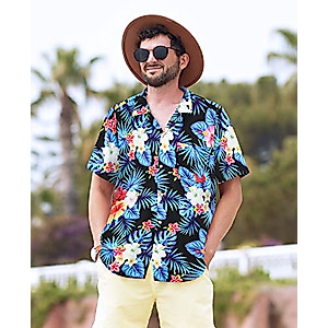 MRIGNT Men's Hawaiian Shirt Short Sleeves Printed Button Down Summer Beach Shirts