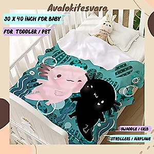 Avalokitesvara Cute Axolotl Flannel Blanket,Throw Soft Warm Fluffy Plush,Lightweight Microfiber for Bed Couch Chair Living Room 50x40 Inch for Kid