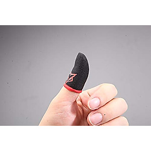 Mobile Game Controller Finger Sleeve Sets [6 PCs],Anti-Sweat Breathable Touchscreen Finger Sleeve for Mobile Phone Games for PUBG/Mobile Legends/Knives Out(Black Red)