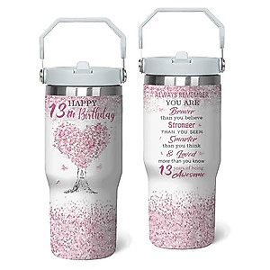 13 Year Old Girl Birthday Gift Ideas 40oz Tumbler Birthday Gift for 13 Year Old Girl, 13th Birthday Gifts for Girls, Birthdays Gifts for 13 Year Old Girls, Stainless Steel Cup with Handle & Straw