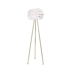 Maxax Feather Floor Lamp, Tripod Floor Lamp with White Feather Shade, Standing Light for Bedrooms/Dining Room/Living Room/Kitchen, Gold Classic
