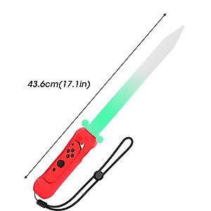 ECHZOVE LED Game Sword for Nintendo Switch Joy-Con, Hand Grip for Skyward Sword Switch Game with Hand Strap - Red