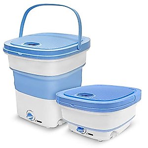 Pyle Portable Mini Washing Machine Lightweight Collapsible Bucket - Perfect for Camping, Travelling, Apartment, Dorm USA Brand - Pure Clean PUCWM33