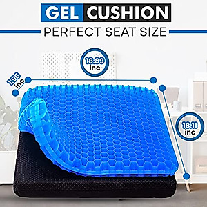 Extra Large Gel Seat Cushion, Tailbone Pillow Seat Cushion Thick Big Breathable Honeycomb Design Absorbs Pressure Cooling Seat Cushion with Non-Slip Cover for Office Chair Wheelchair Car Gel Cushion