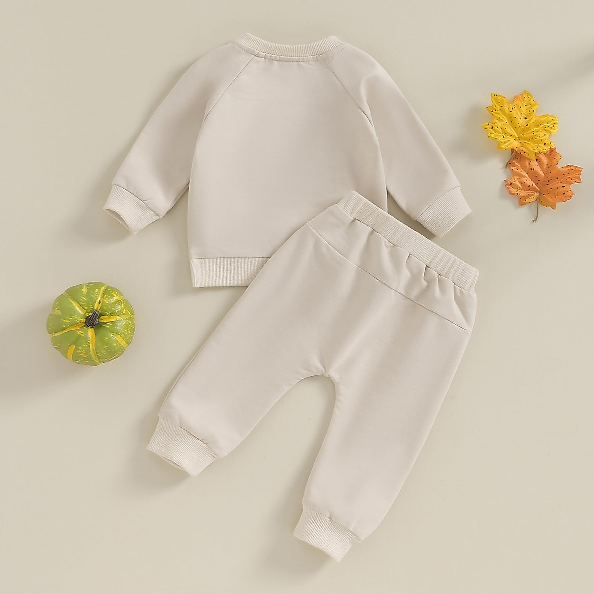 Toddler Baby Boy Halloween Clothes Long Sleeve Letter Sweatshirt Tops Stretch Jogger Pants Infant Fall Winter Outfit (Face Light Khaki, 18-24 Months)