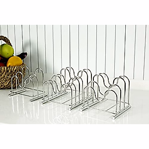 LENITH 304 Stainless Steel Wire Cutting Board Holder, Cutting Board Rack Organizer Kitchen with 2 Sectional
