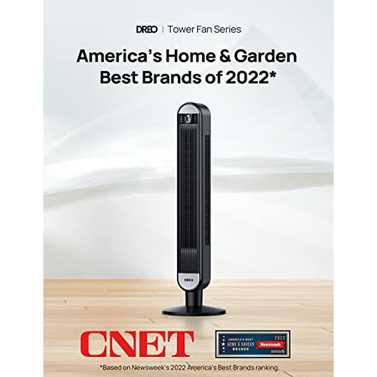 Dreo Smart Tower Fans for Home, 90° Oscillating Fan for Bedroom Indoors, Voice Control Floor Fan with 12H Timer, 42 Inch Quiet Bladeless Standing Fan with LED Display, 6 Speeds, Work with Alexa/Google