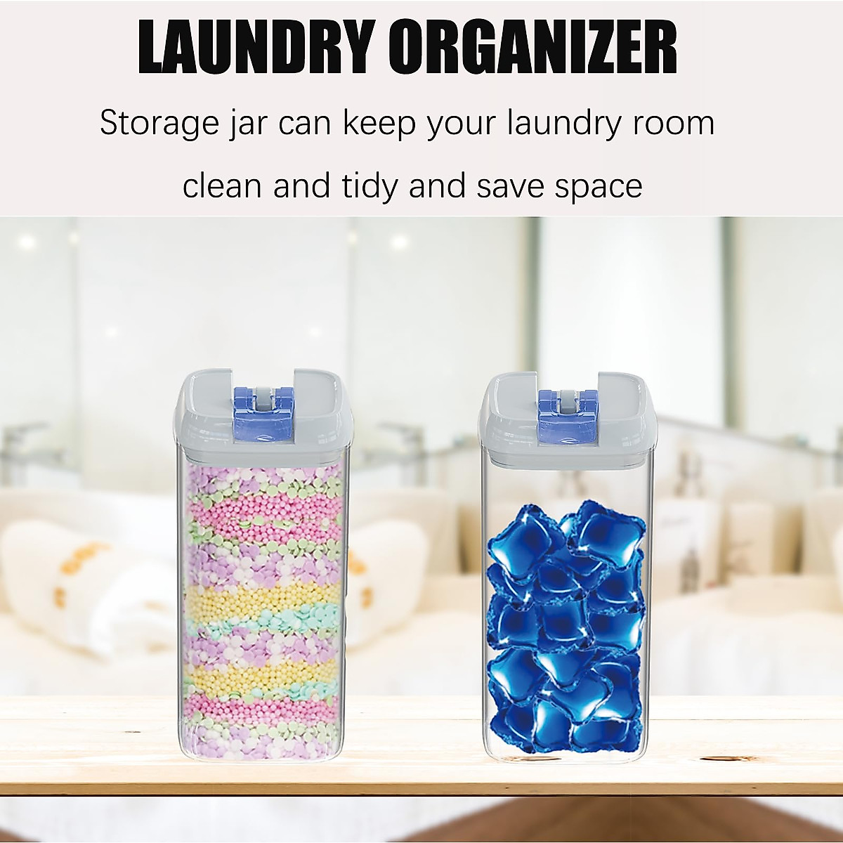 f elephant Laundry Room Organizer, Laundry Detergent Dispenser, Laundry Ball Organizer Container, BPA-Free Plastic Storage and Dispensing Container with Easy-Lock Lid, Storage for Powder Detergent