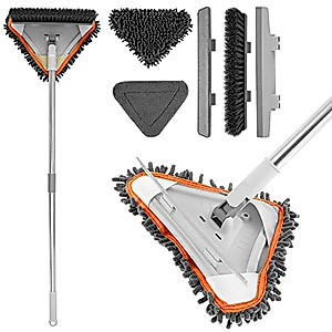 CB Wall Mop Cleaner with Adjustable Handle 360 ° Rotating Cleaning Mop Detachable Wall Cleaning Tool with Replaceable Mop Cloth Reusable Dust Mop Cleaner Wet and Dry Use Durable for Windows Wall Floor