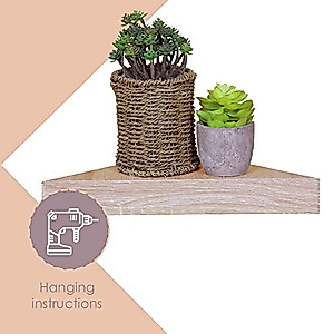 Home Basics Small Corner Floating Shelf (Single Pack), Washed Oak MDF Wall Mount Floating Shelf | Contemporary Shelf for Décor and Essentials | Holds 7lbs.
