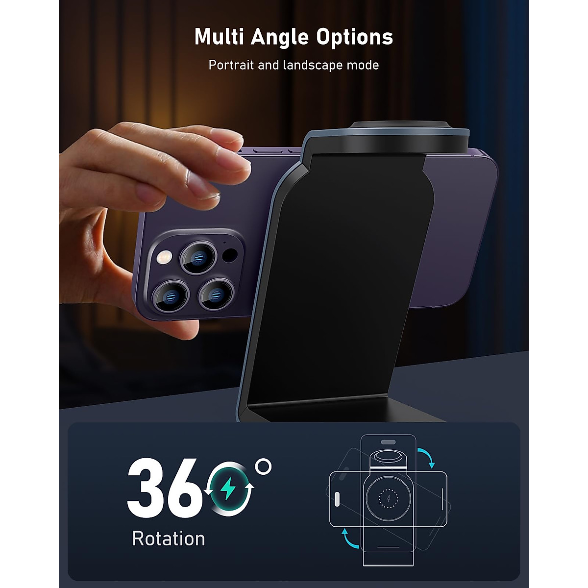 Charging Station for Apple Wireless Charger 3 in 1: 2024 New Aluminum Alloy Magnetic Charger Stand Fast Charging Multiple Devices for AirPods, Apple Watch, iPhone 15 14 13 12 Pro/Pro Max/Plus/Mini