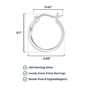 MORGAN & PAIGE 925 Sterling Silver Cross Circle Hoop Earrings