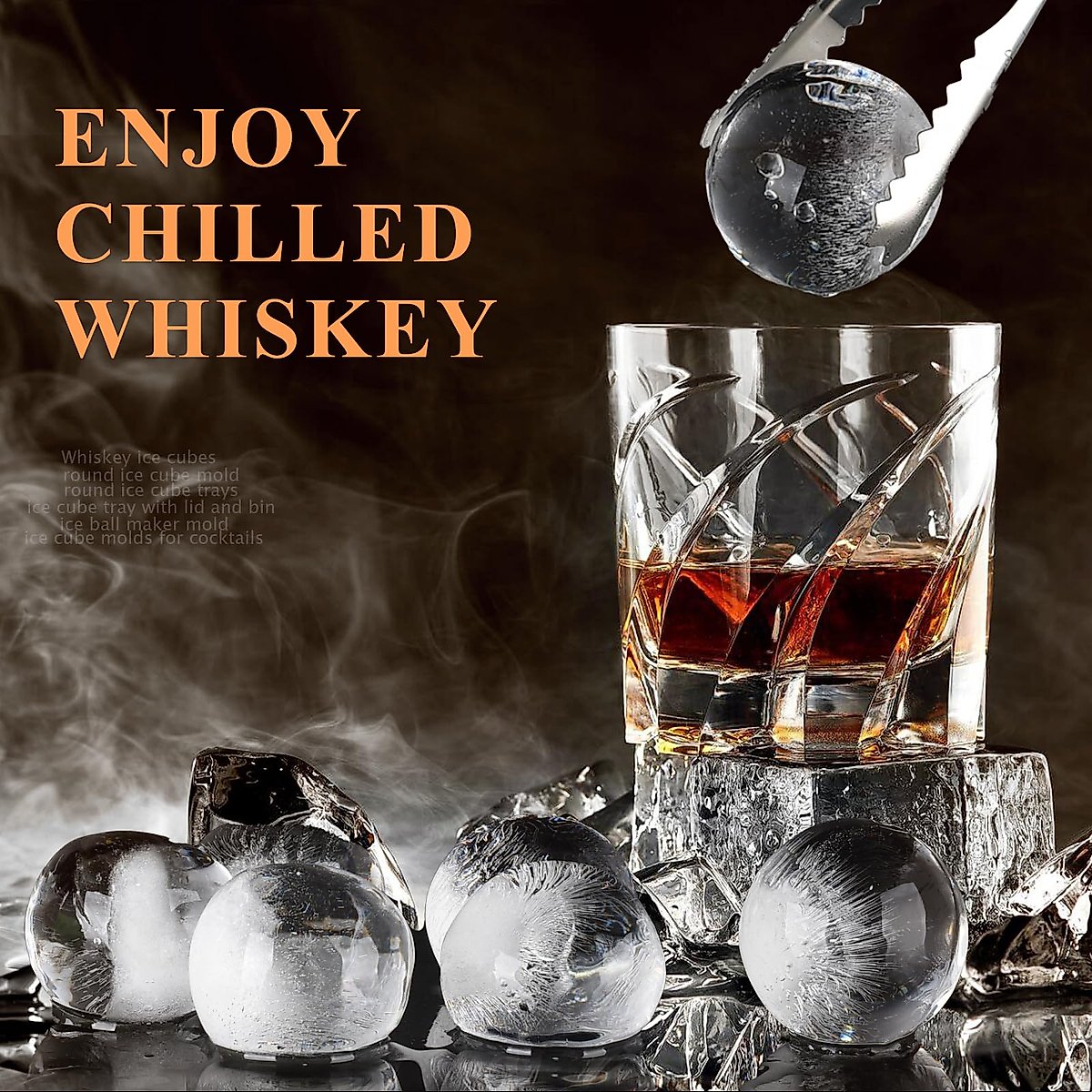 AIBIRUI Round Ice Cube Mold,2 x 8 PCS x 1.8'' Whiskey Ice Cubes,Circle Ice Cube Tray with Lid and Bin,Sphere Ice Ball Maker Mold,Large Ice Cube Molds for Cocktails,Coffee(Whiskey Ice Cubes Mold,Green)