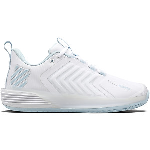 K-Swiss Women's Ultrashot 3 Tennis Shoe, White/Blue Glow, 9.5 M