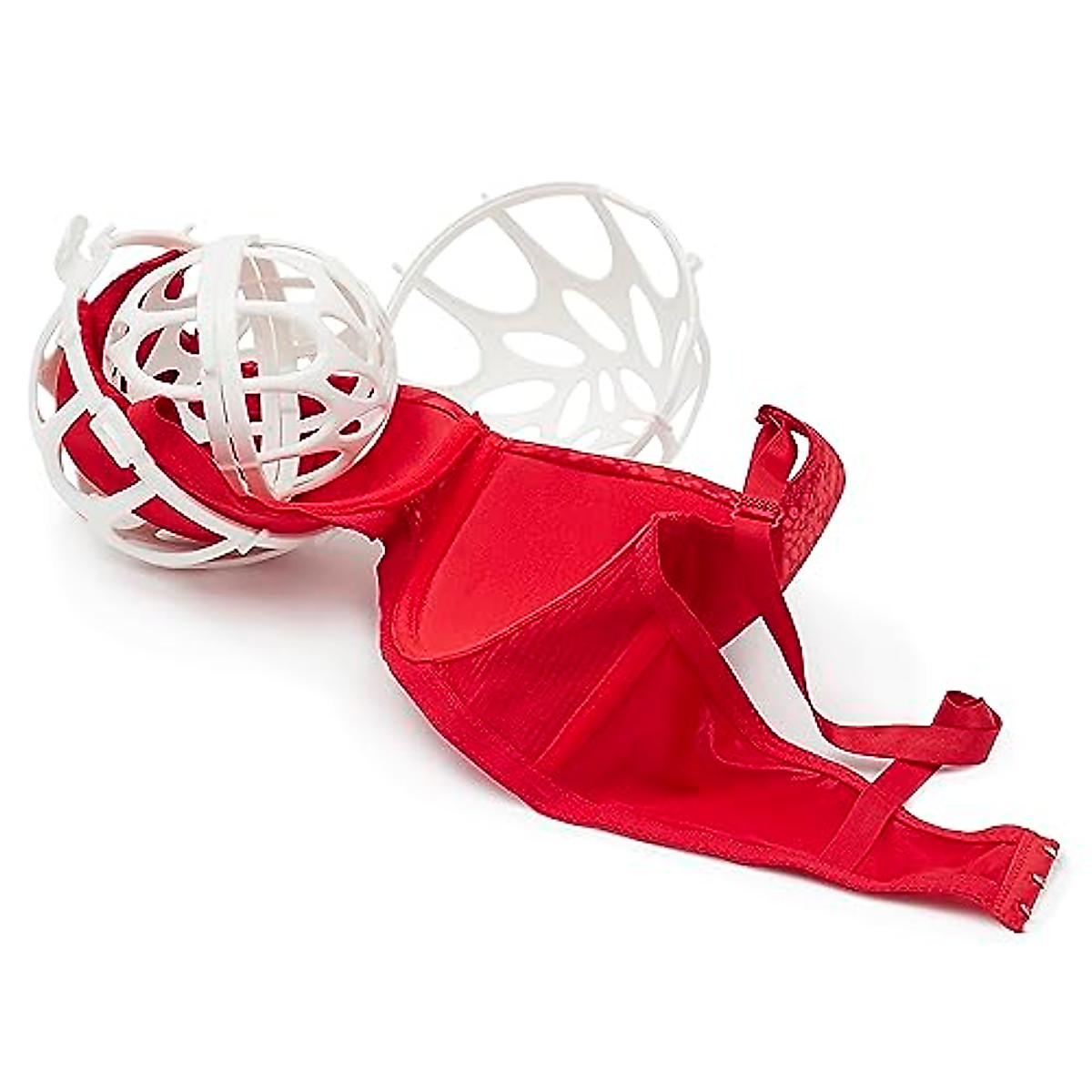 Home Basics Round Plastic White Laundry Bra Ball for Machine Washing Delicates 2 Interlocking Balls | Lock Closure for Secure Fit | Protects Delicates