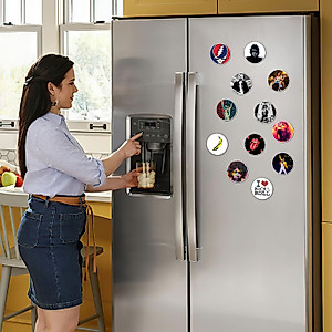 Moriso Rock Band Magnets (12 Pcs). Gifts Merch Album Cover Decoartions Funny Marble Crystal Sticker Decal Fridge Locker Metal Magnet Flexible Reuseable Magnetic Decor Teens