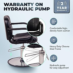 Buy-Rite Chris Styling Chair for Professional Salons and Spas, Modern Hair Stylist Chair, Extra-Wide Seat, 360-Degree Rotation, Fully Adjustable Height, SY-1801