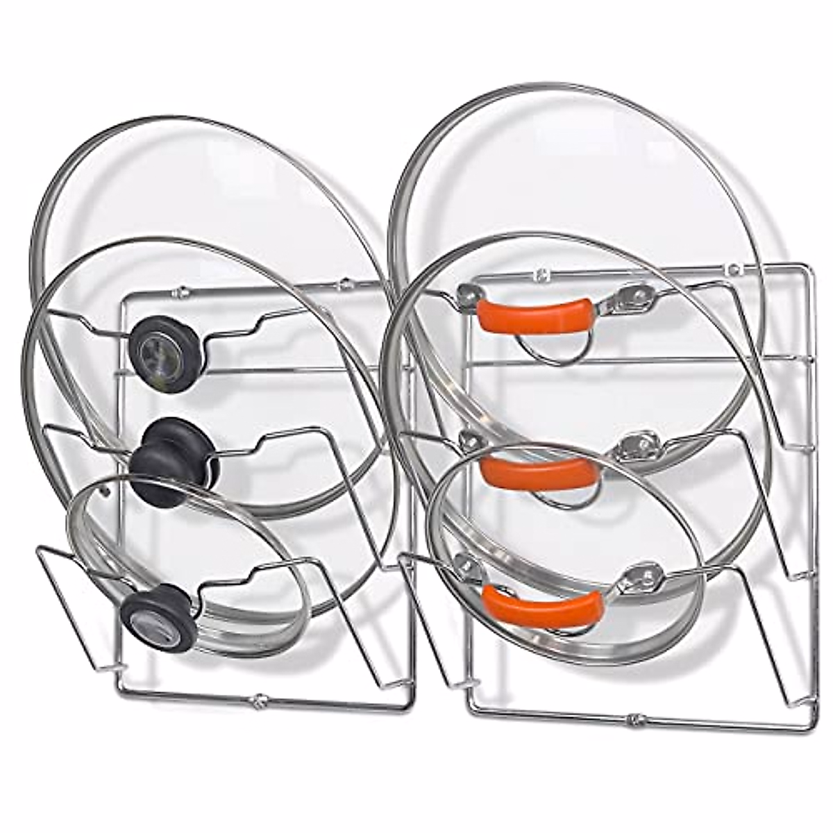 Simple Houseware Pot Lid Organizer Rack + Adjustable Pan Organizer, Chrome