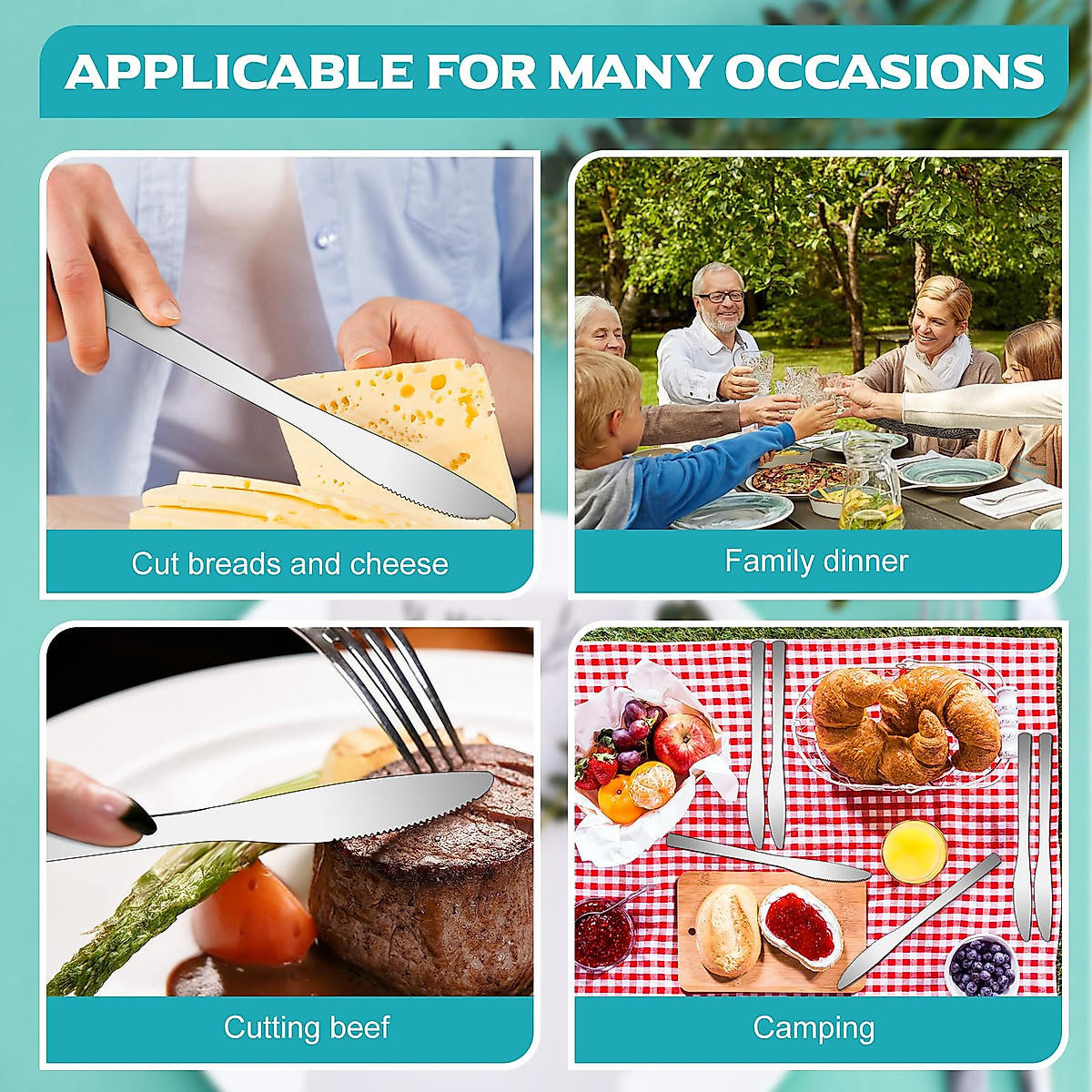 Gisafai 150 Pcs Stainless Steel Dinner Knives 8.3 Inches Spreader Knives Silverware Durable Butter Knife for Steak Table Home Restaurant Kitchen, Silver