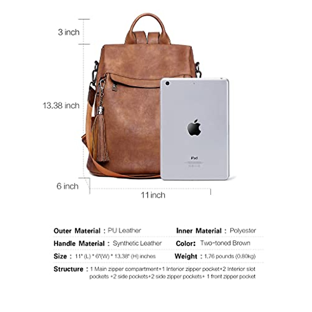 Telena Travel Backpack Purse and Crossbody Bags