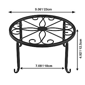 Lewondr Metal Potted Plant Stands, 3 Pack 9" Heavy Duty Rustproof Iron Round Flower Pot Stands, Indoor Outdoor Plant Holder Support Rack for Planter Flowerpot Patio Garden - Black
