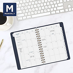 AT-A-GLANCE 2023 Weekly & Monthly Planner, 5-1/2" x 8-1/2", Small, Spiral Bound, Monthly Tabs, Pocket, Signature, Navy (YP20020)