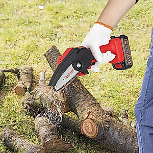 Mini Chainsaw Cordless 4-Inch Electric Power Chain Saws One-Hand Handheld Portable Chainsaws for Tree Branch Wood Cutting