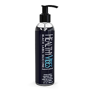 Black Label Silicone Based Personal Lubricant- Lasts Long & Easy to Clean, Water Resistant Lube, Lubricant for Privacy Safe for Most Skin Types- 8 oz