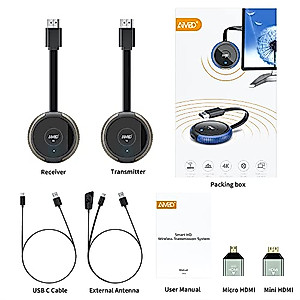 Wireless HDMI Transmitter and Receiver 4K, TIMBOOTECH Streaming Media Video/Audio/File HDMI Wireless Extender 5G Kit for Laptop, Camera, Cable Box, Netfix, PS5, Phone to Monitor, Projector, HDTV 165FT