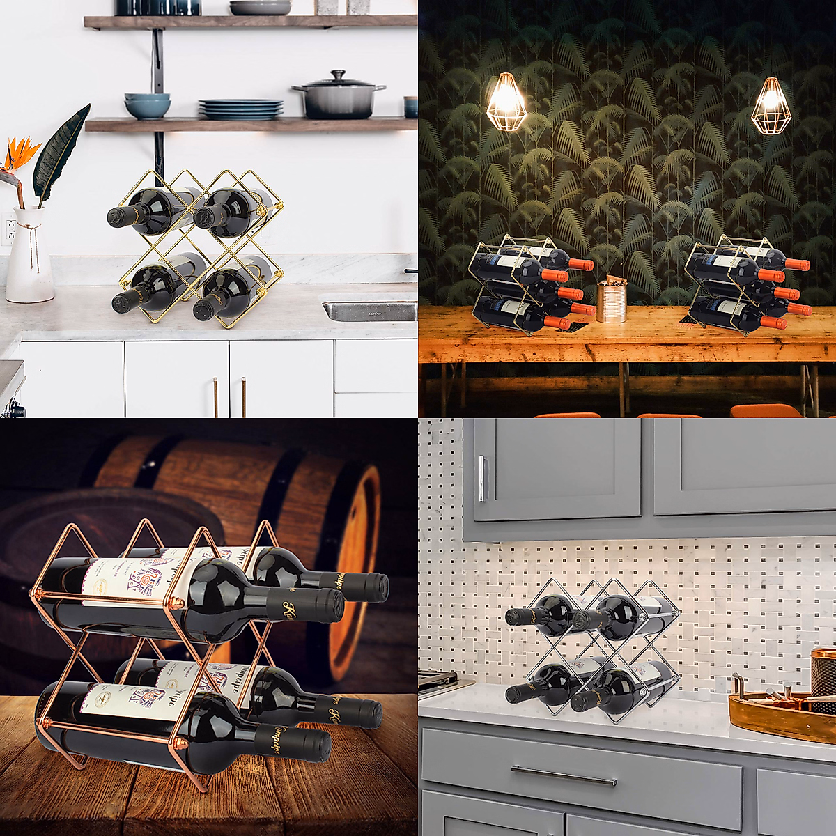 DreamiDeco Wine Rack Countertop Bottle Holder Freestanding Modern Shelf Cabinet Racks for Wine Bottles Wine Insert Storage Organizer for Pantry ,Wine Bar,Wine Decor (Silver)