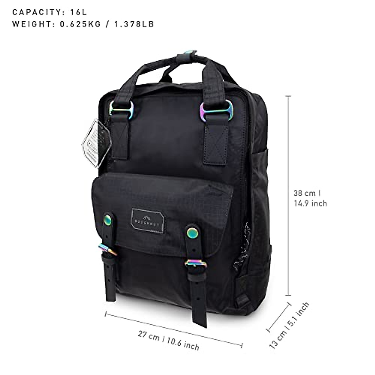 Doughnut Macaroon Gamescape Series 16L Travel School Ladies College Girls Lightweight Commuter Casual Daypacks Bag Backpack (Black)
