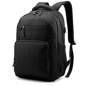 Laptop Backpack black bookbag for travel work teacher computer,waterfroof 15.6 Inch Rucksack with USB Charging Port, Waterproof Bag Men Women.