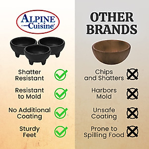 Alpine Cuisine Small Salsa Bowls (Molcajete) 3pc Set, Food Grade Plastic Material, Heavy Duty & Easy to Clean, Multi-Purpose Salsa Bowl for Serving, Durable & Dishwasher Safe