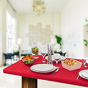 Fitted Rectangle Tablecloth for 6 Foot Tables – Reusable Elastic Edge Table Cover for Folding Banquet Tables – Washable 100% Polyester Fabric with Mitered Corners for Parties and Picnics (32x72 inch)