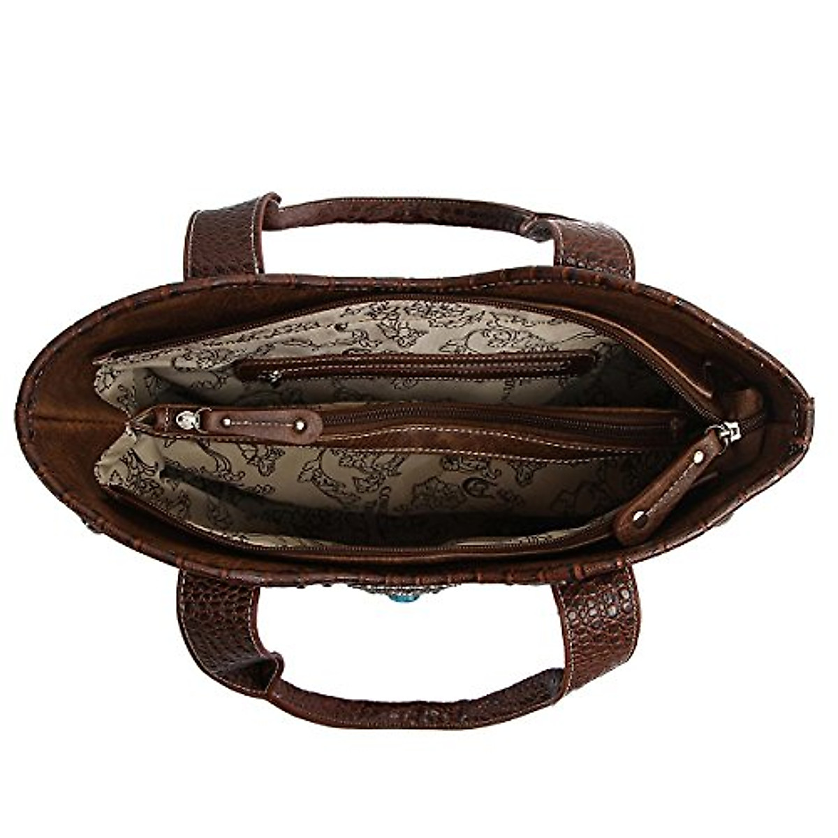 Western Handbag - Classic Concho Embossed Concealed Carry Tote Bag with Fringe