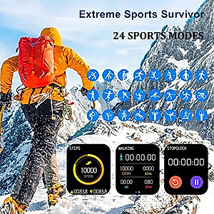 Smart Watches for Men - Smart Watch, 5ATM Waterproof Fitness Tracker Watch for Android iPhones, 1.71'' Bluetooth Military Sport Smartwatch, Health Monitor for Heart Rate, Blood Oxygen, Blood Pressure