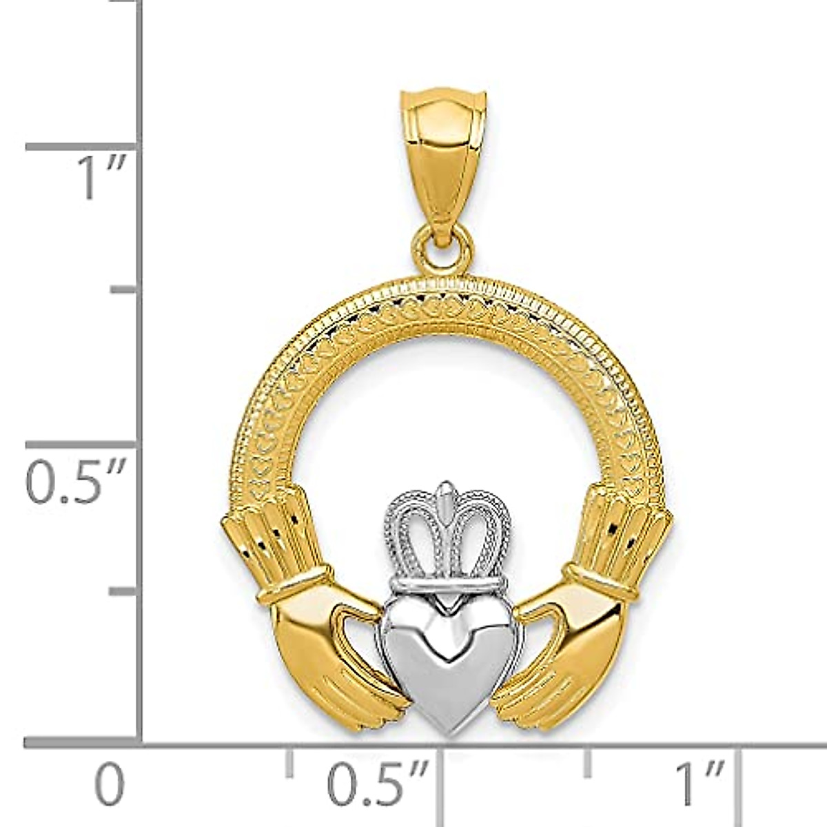14k Yellow Gold Claddagh Necklace Charm Pendant Good Luck Italian Horn Celtic Fine Jewelry For Women Gifts For Her