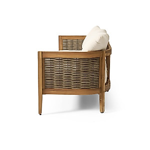 Christopher Knight Home Burchett Sofas, Teak + Mixed Brown + Beige