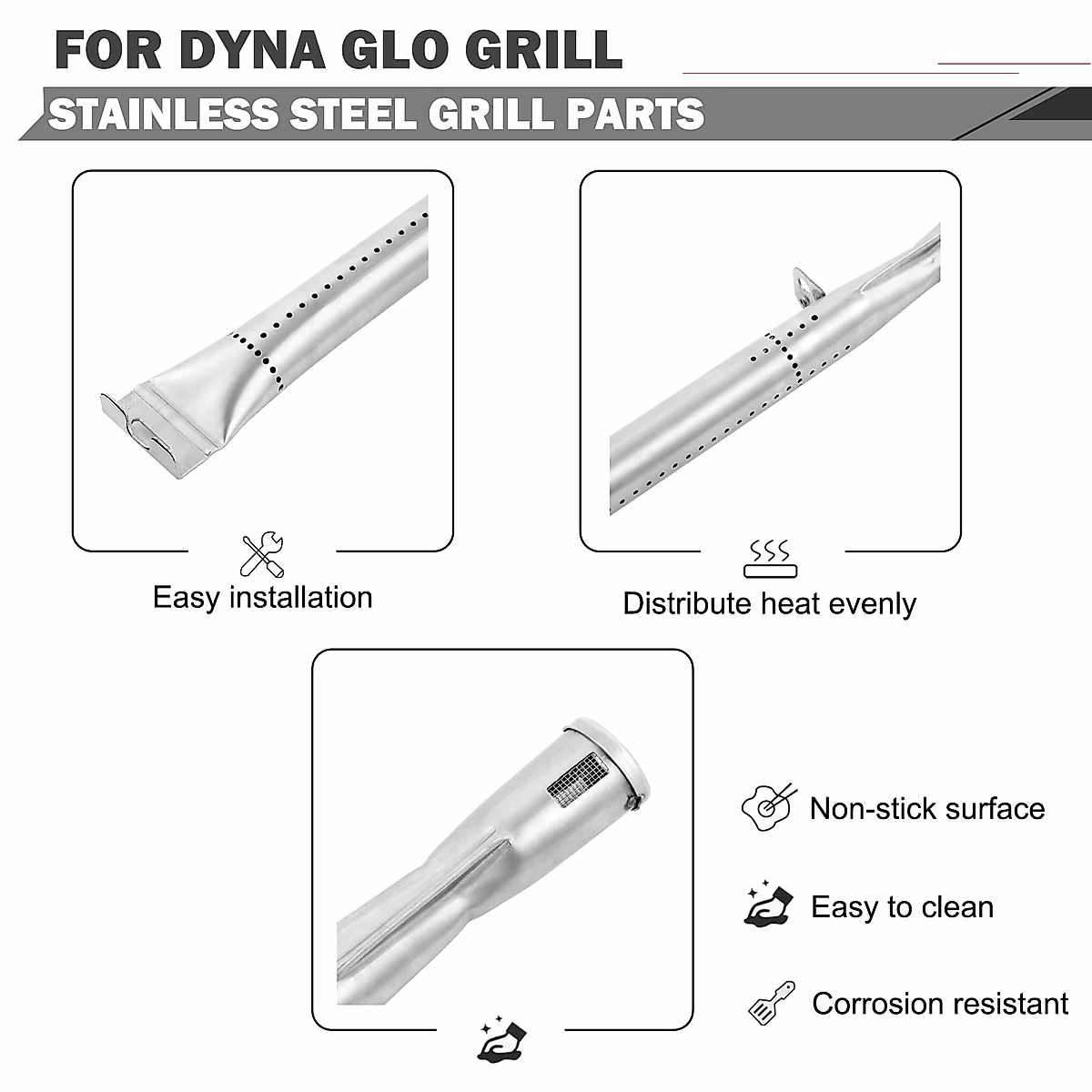 DGH450CRP Grill Replacement Parts for Dyna Glo Grill Parts DGH450CRP-D DGH450CRN-D DGH450CRN DGH451CRP Dyna Glo 70-02-615 Heat Tent Sear Plus Burner Cover Grill Parts 70-02-413 Burner Tube Parts